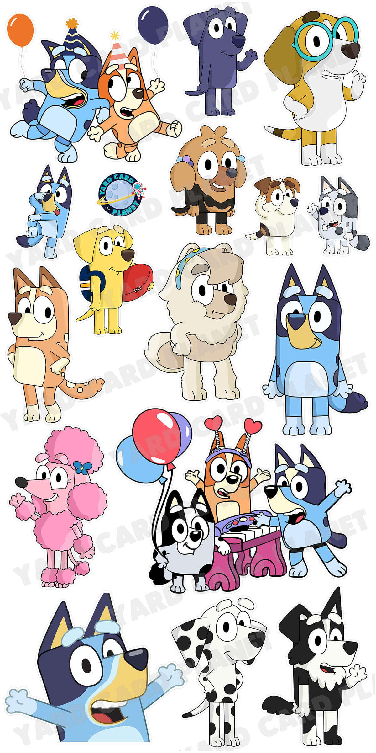 Playful Blue Pup Party Yard Card Flair Set