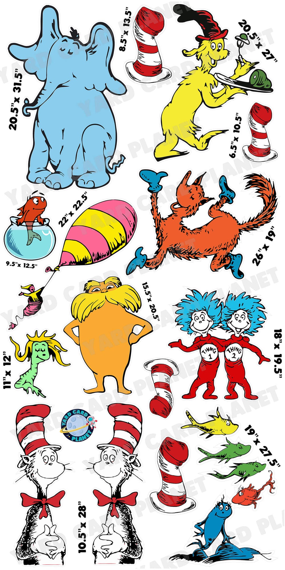 Dr. Seuss Books Inspired Yard Card Flair Set