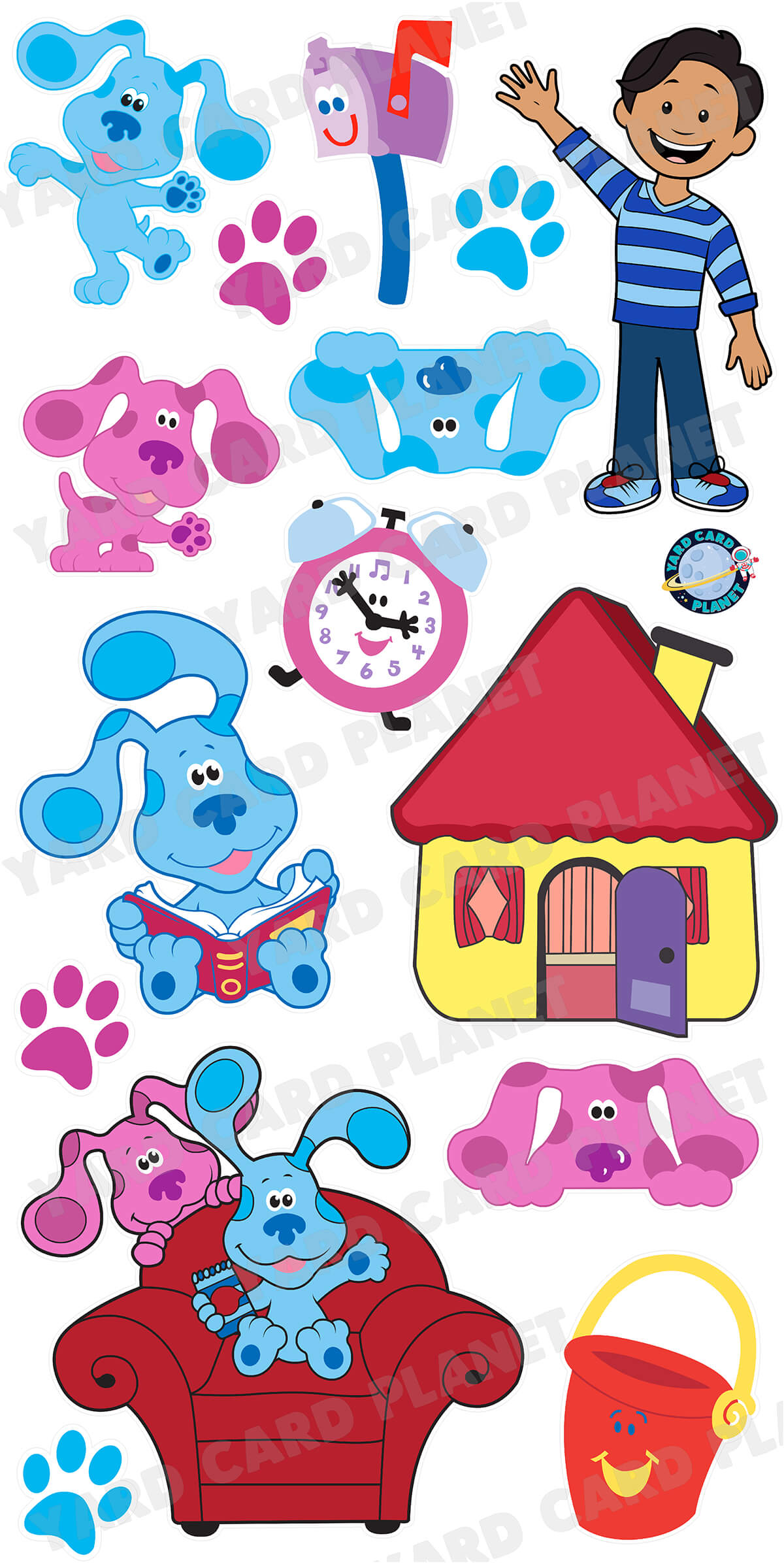Blue Puppy and Friends Yard Card Flair Set