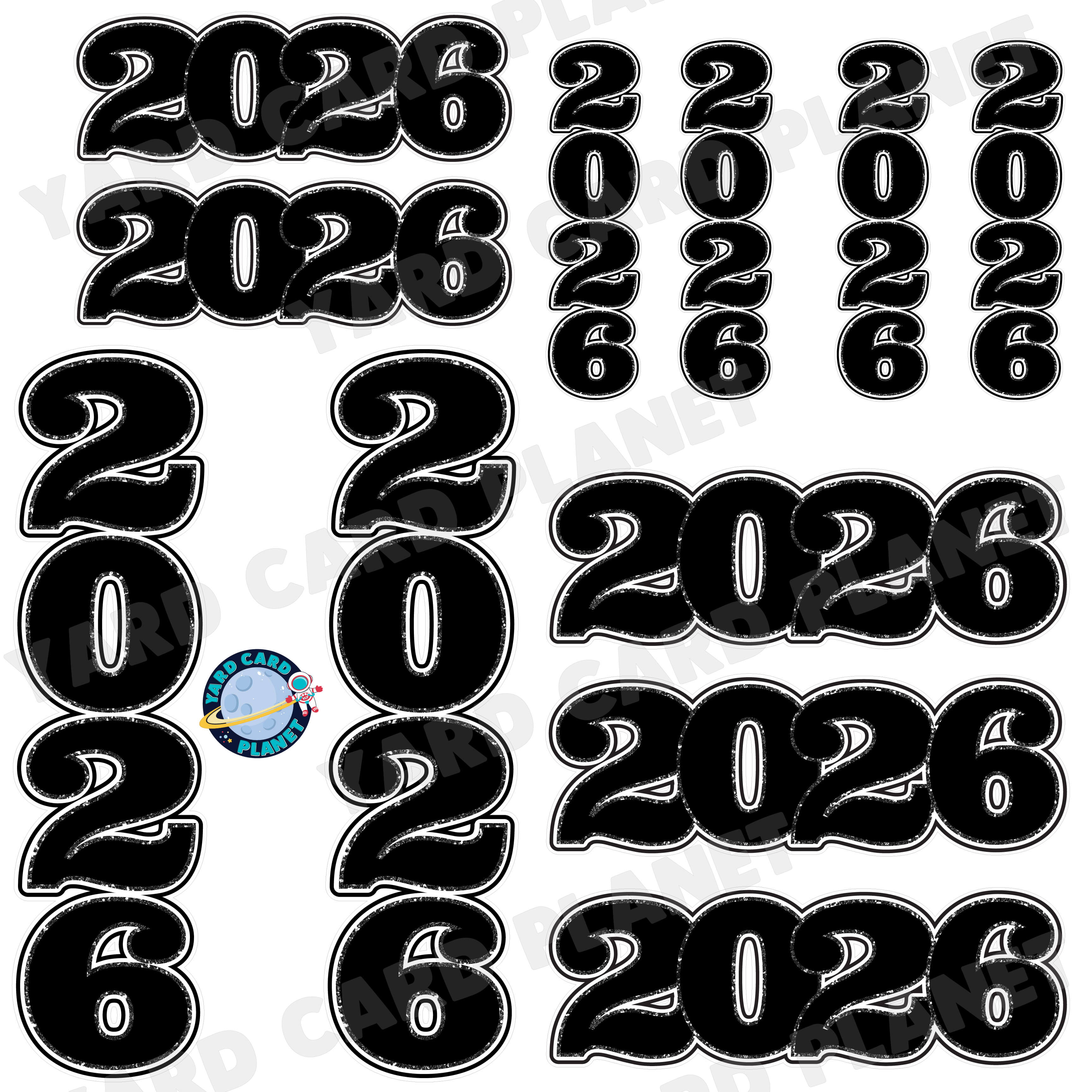 Black Solid with Glitter Pattern Trim 2026 EZ Quick Signs and Towers H